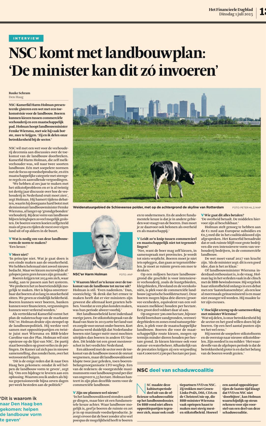 Harm Holman (NSC) stelt grondgebondenheid centraal in nieuwe ...